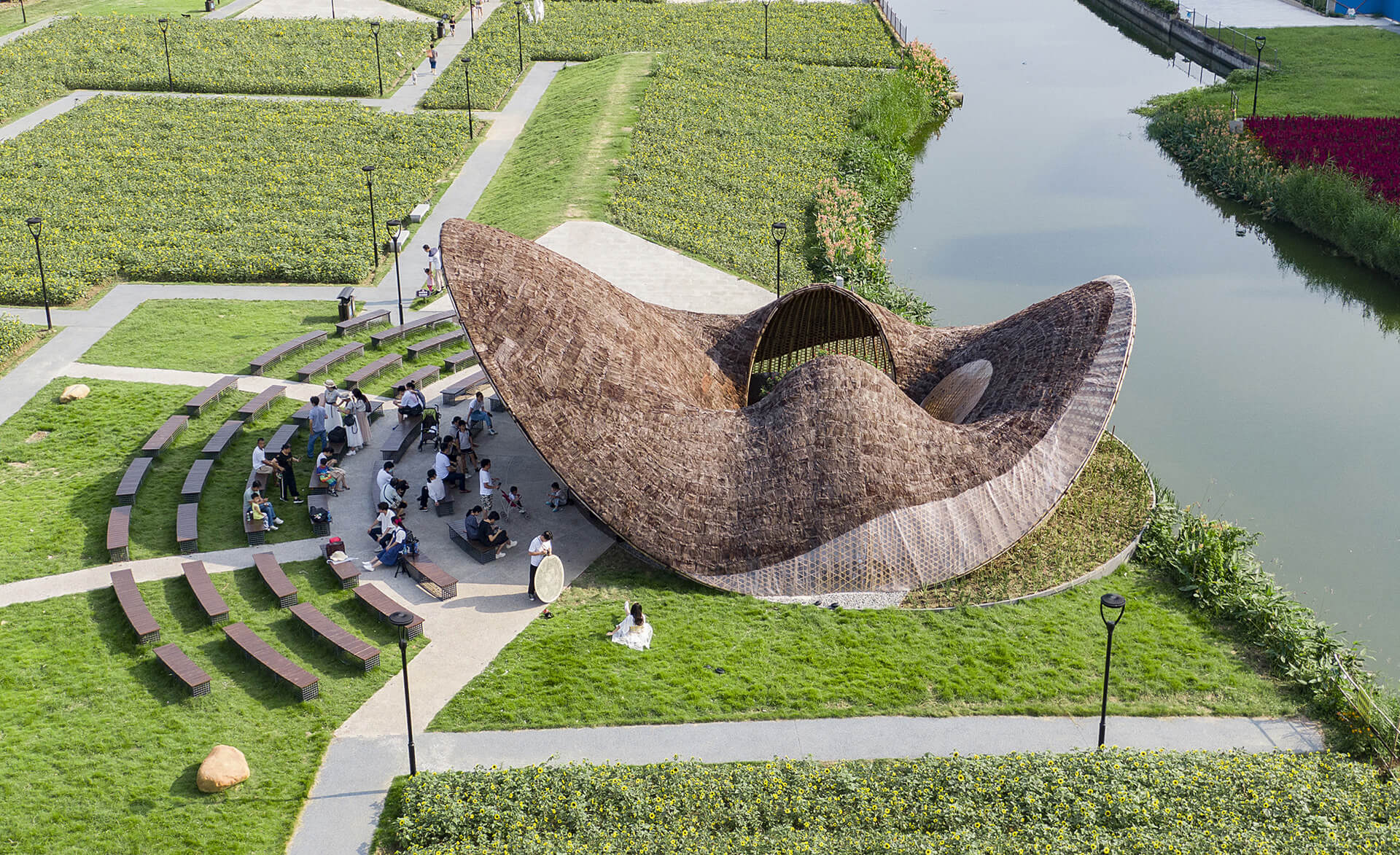Atelier CnS Designs Swirling Bamboo Edifices At Flower Field Bamboo